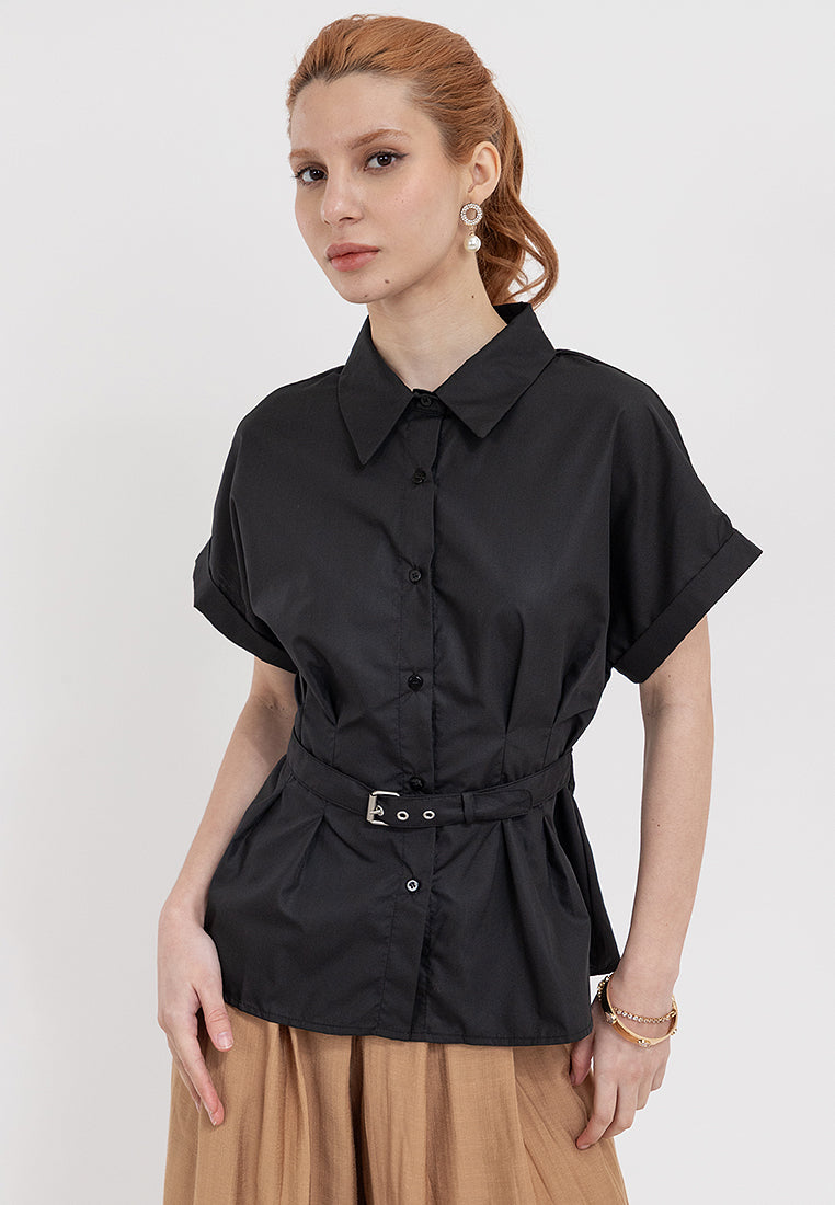 DIADA Belted Peplum Blouse – badomoda