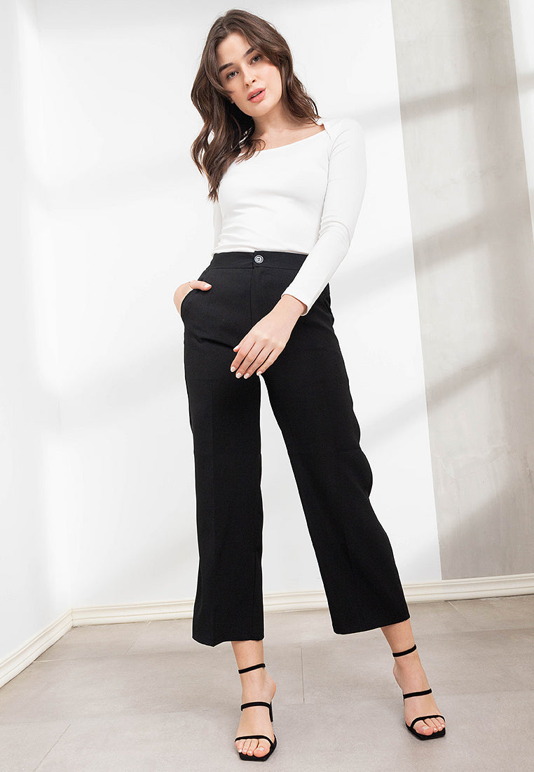 TAMISHA Wide Leg Slacks with Back Elastic – badomoda