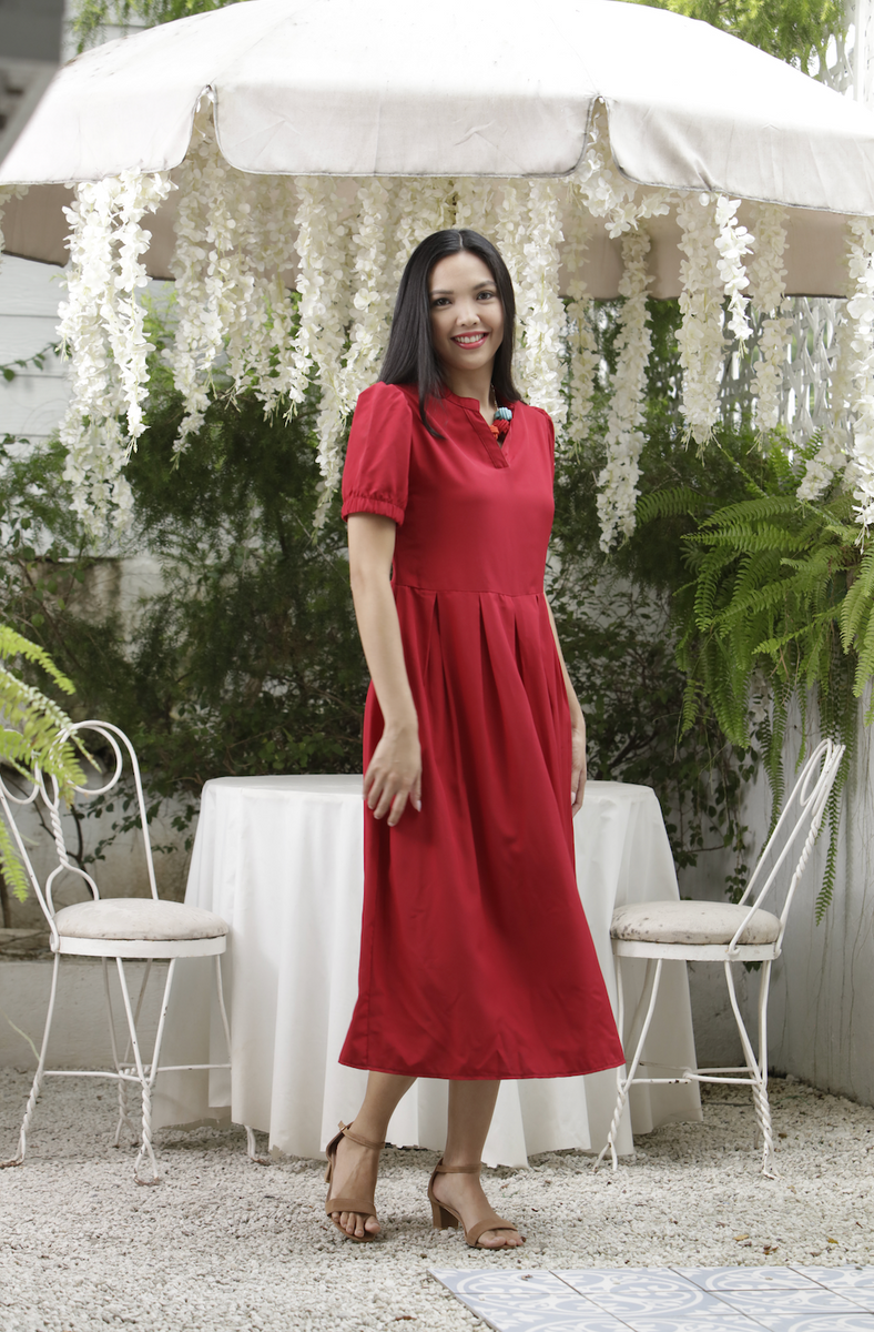 LIVIA Box Pleated Long Dress – badomoda